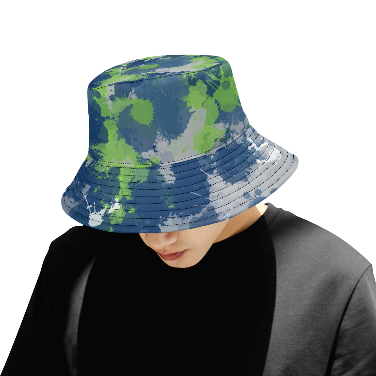 Blue Green and Grey Paint Splatter Bucket Hat – BigTexFunkadelic