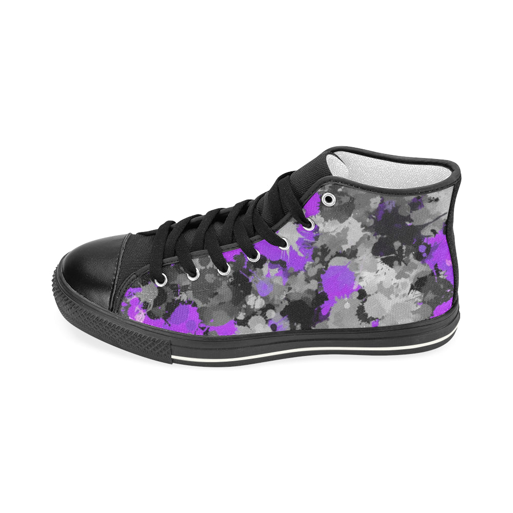 Purple and Grey Paint Splatter Hi-Top Women's Sneakers – BigTexFunkadelic