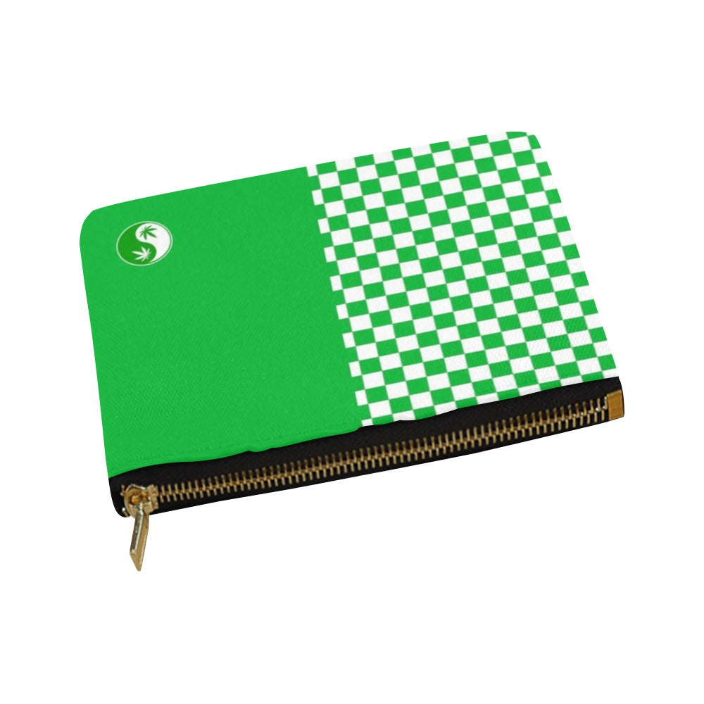 420 Green and White Checker Split Yin-Yang Canvas 8''x 6'' Carry-All Z ...