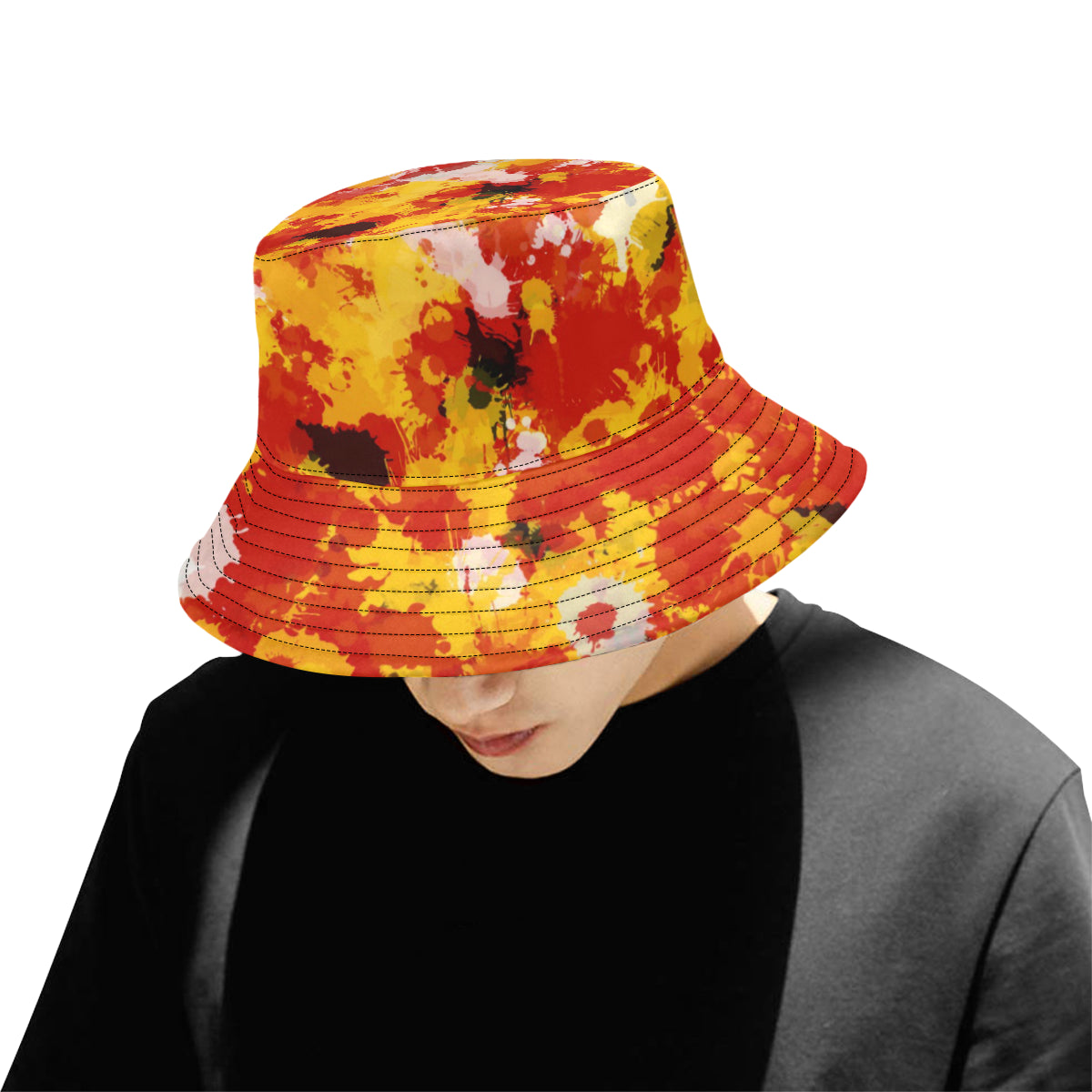 Red and Gold Paint Splatter Bucket Hat – BigTexFunkadelic