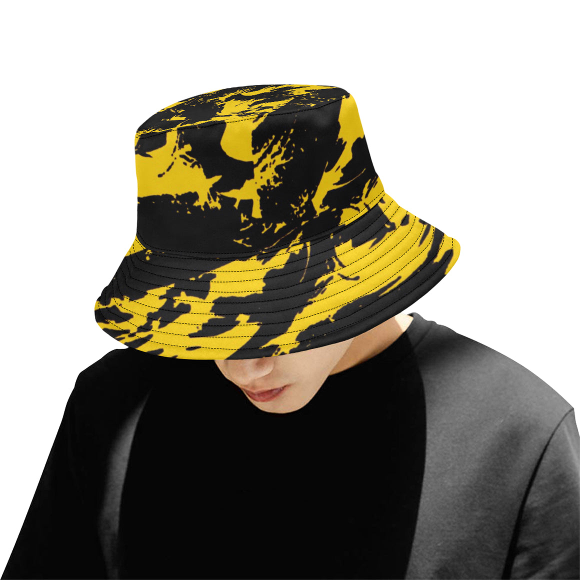 Black and Yellow Paint Splatter Bucket Hat – BigTexFunkadelic